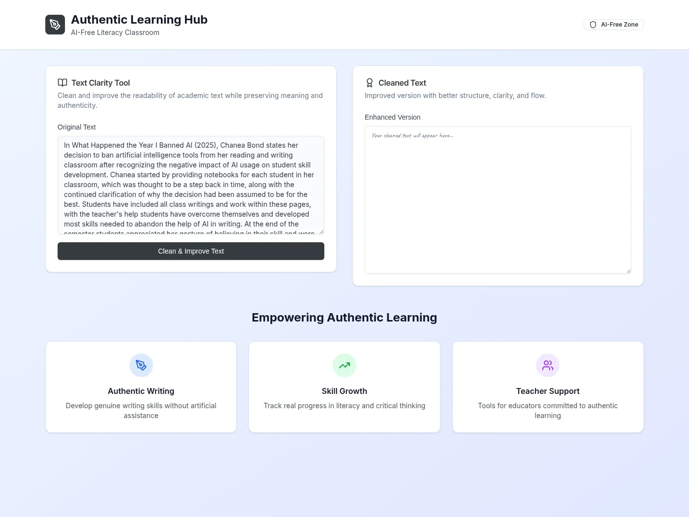 Skill-Building Classroom Without AI Tools