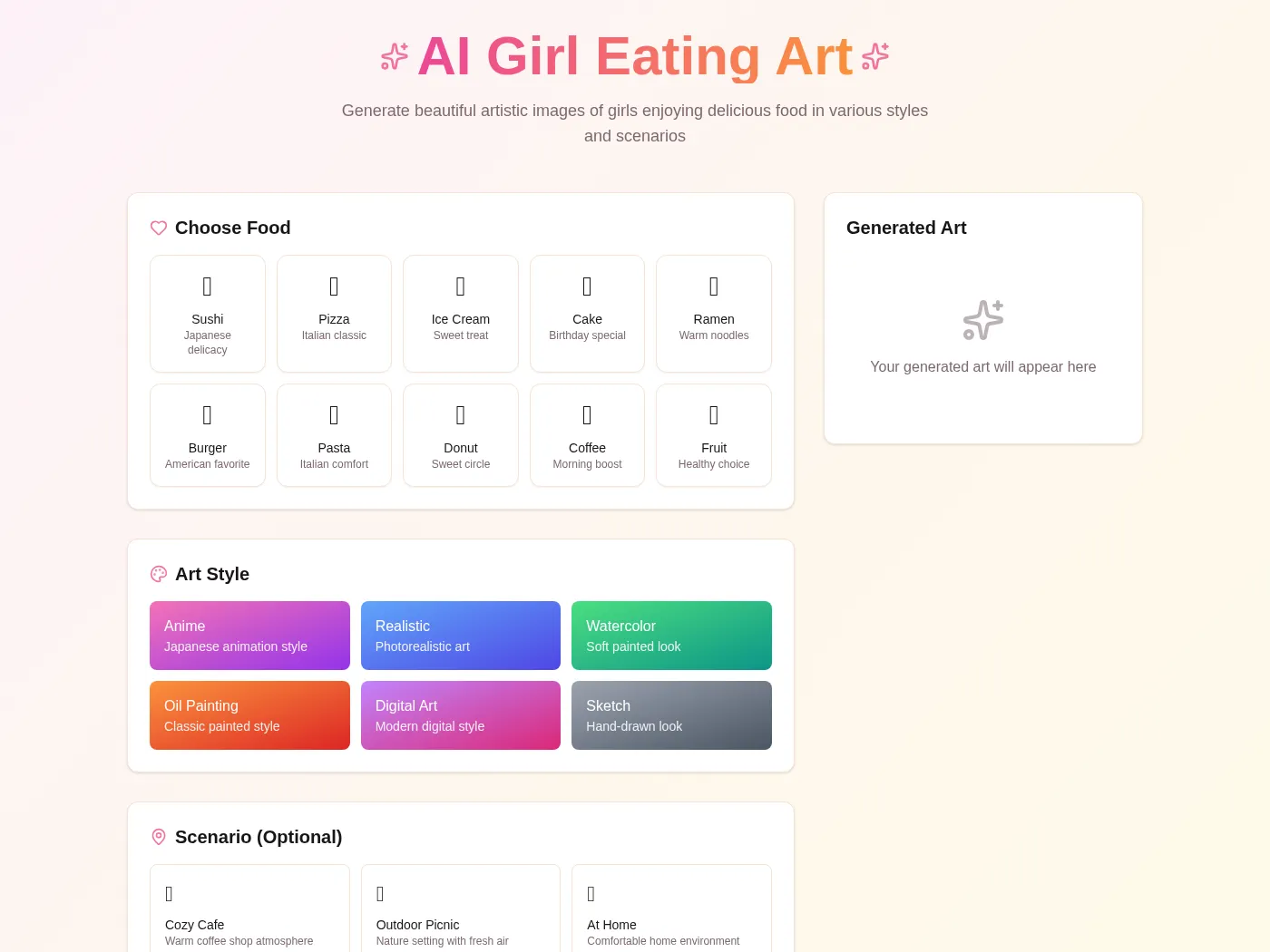 AI Girl Eating Art Generator