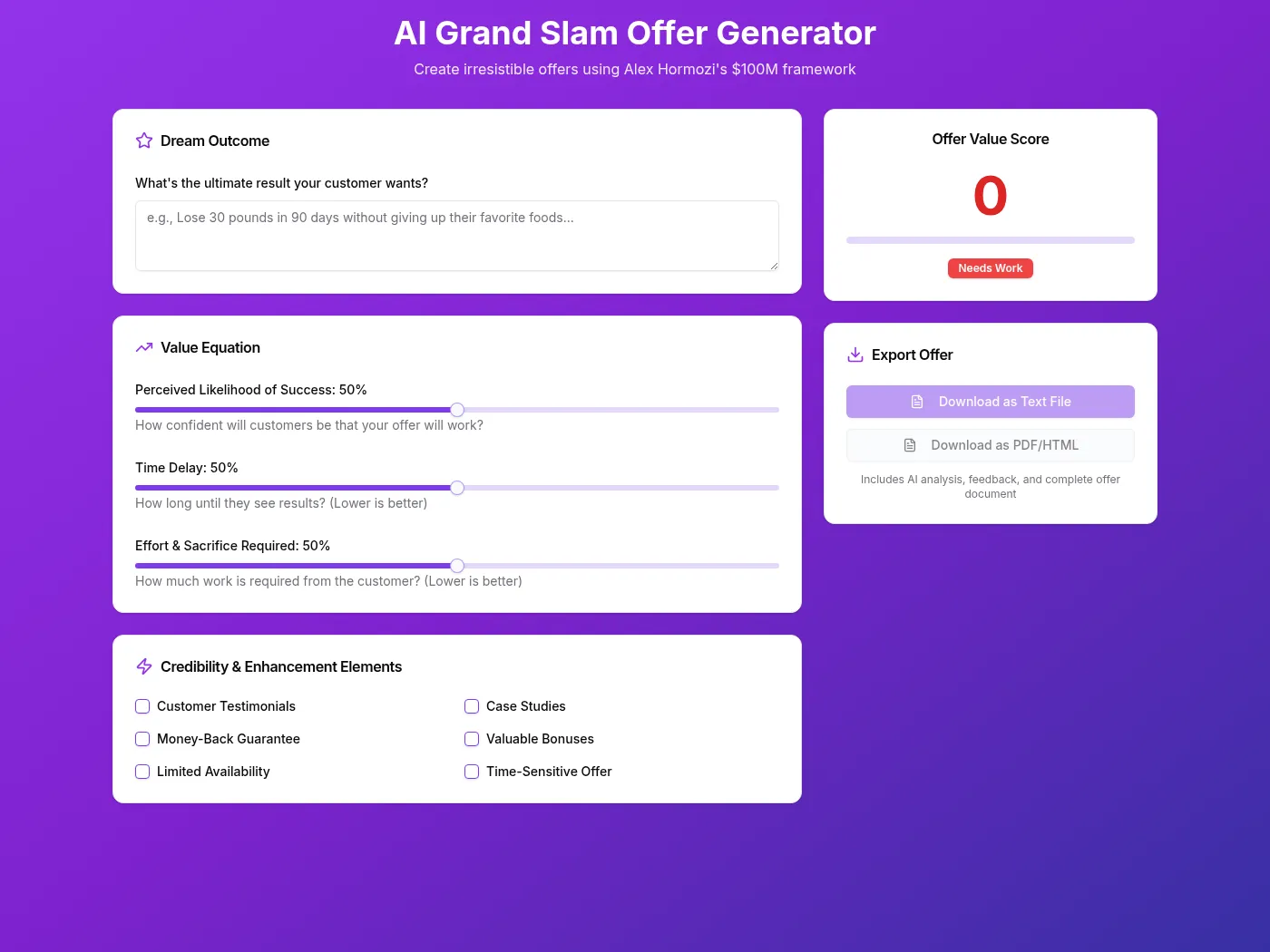 AI Grand Slam Offer Generator