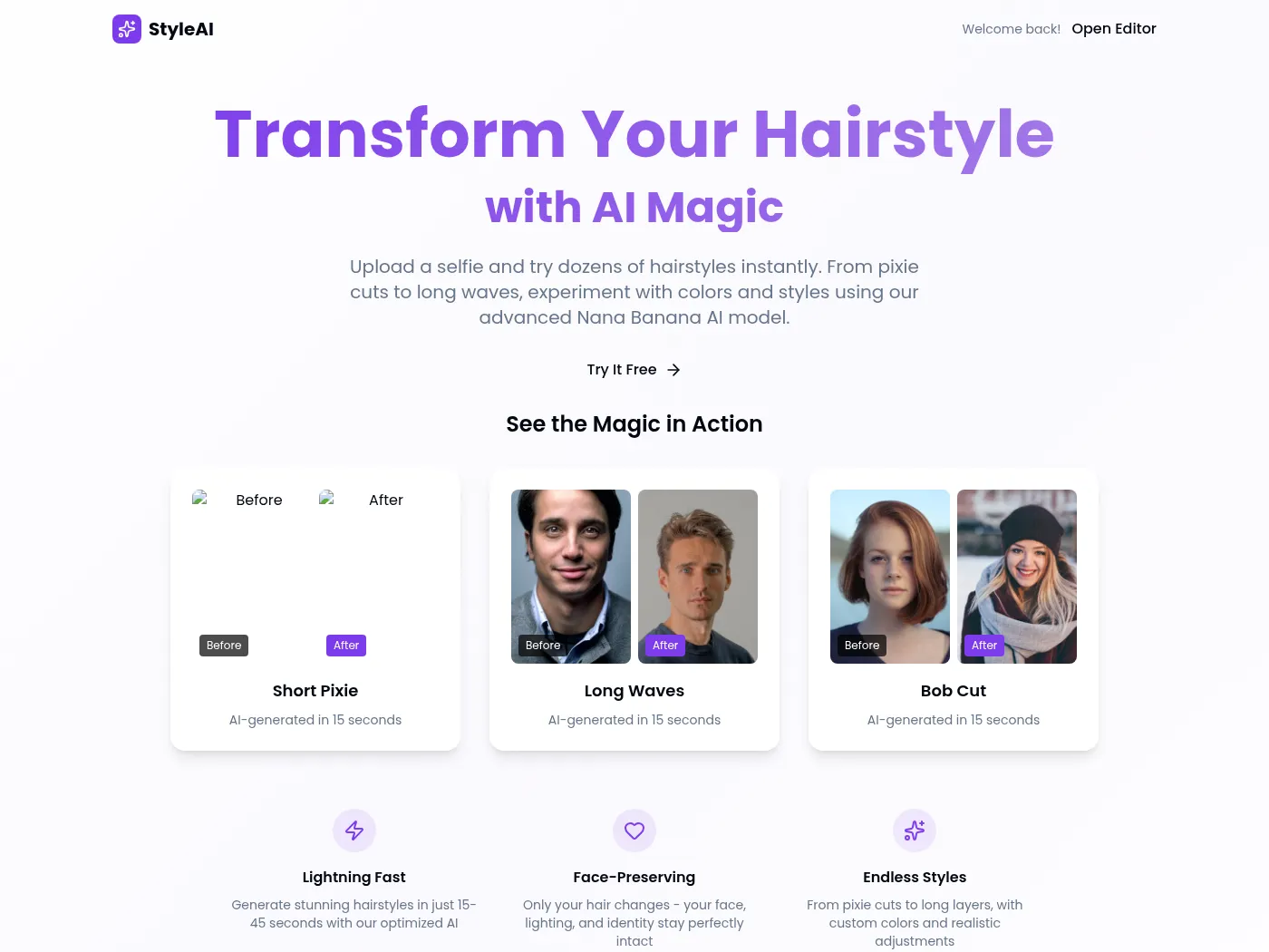 AI Hairstyle Changer with Nana Banana Model