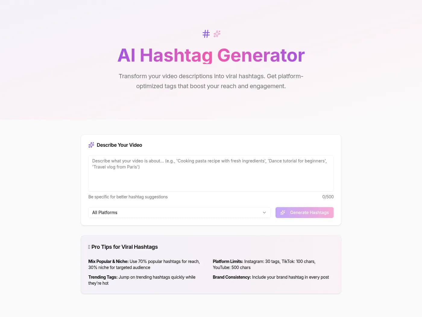 AI-Powered Hashtag Generator