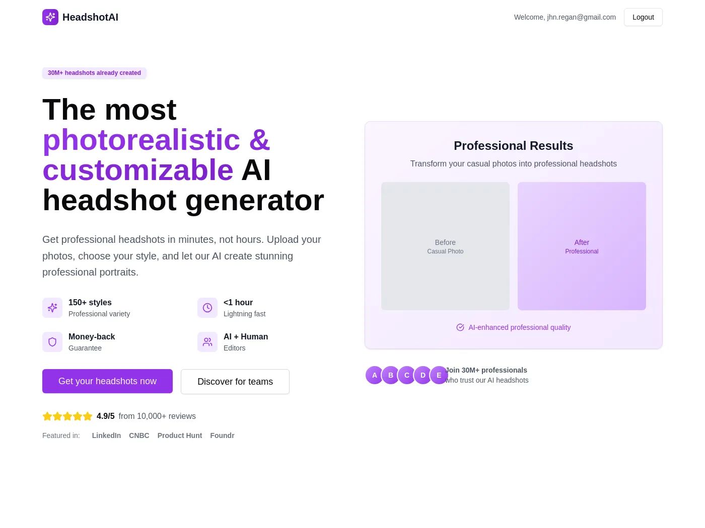 AI Professional Headshot Generator Platform