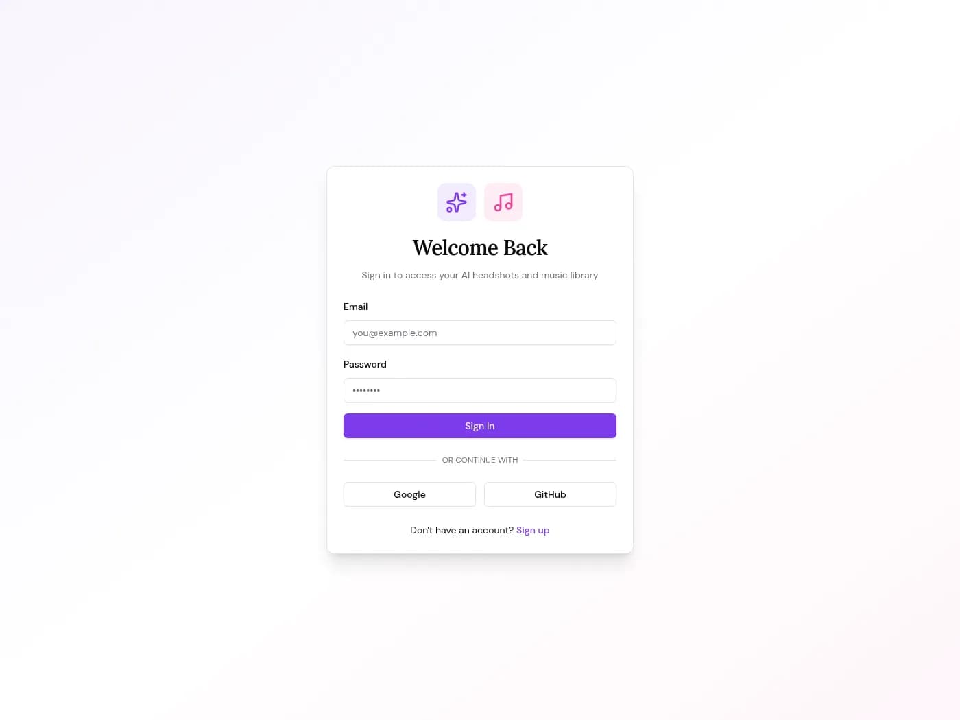 AI Headshot Generator & Music Access Platform