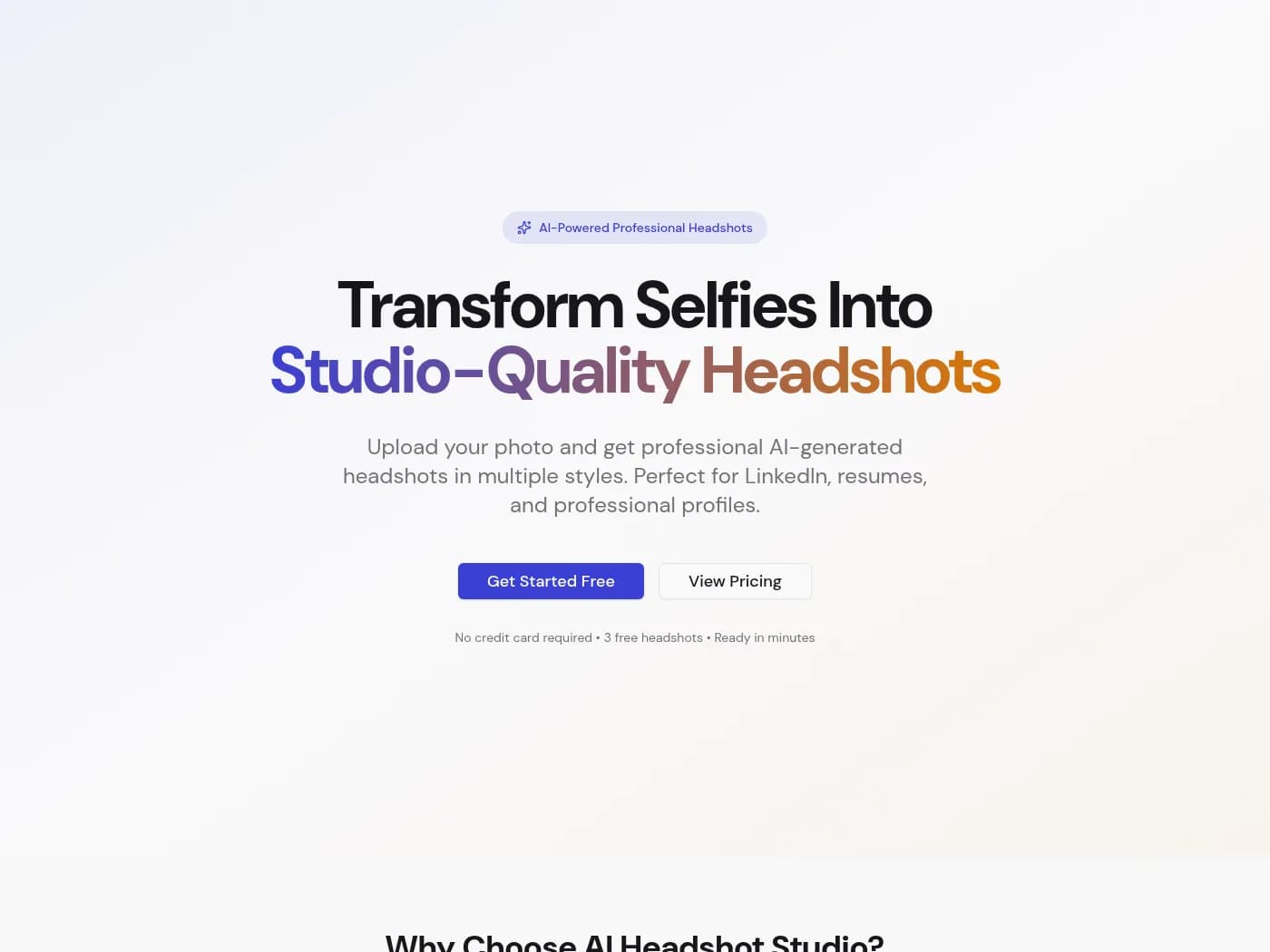 AI Headshot Studio: Professional AI-Generated Headshots from Selfies