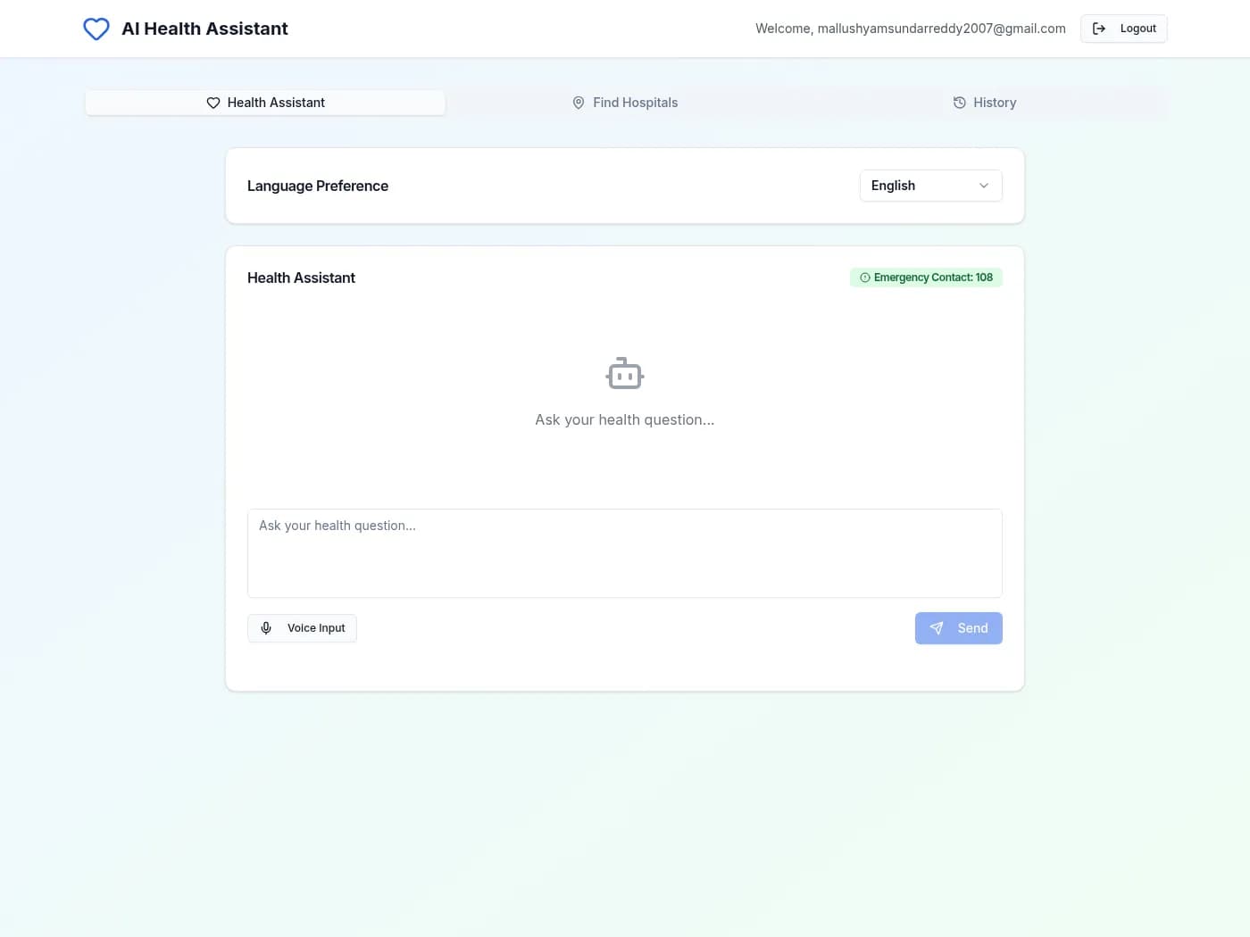 AI Health Assistant Web Platform with Multilingual Voice Input