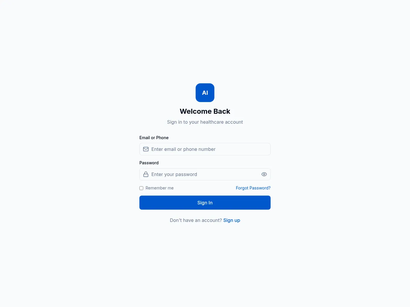 AI Healthcare Agent App (Frontend Only)
