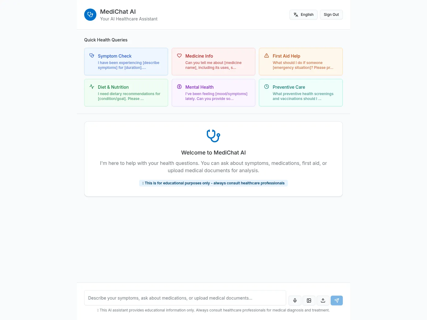 AI Healthcare Chatbot Website for Personalized Medical Assistance