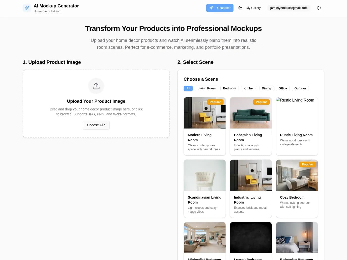 AI Home Decor Mockup Generator