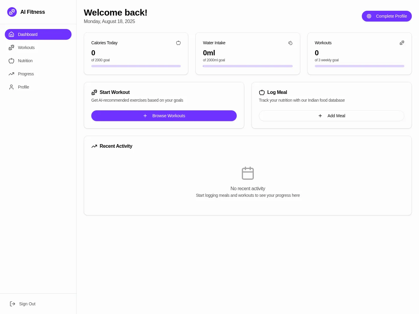 AI-Powered Home Gym & Nutrition Coach