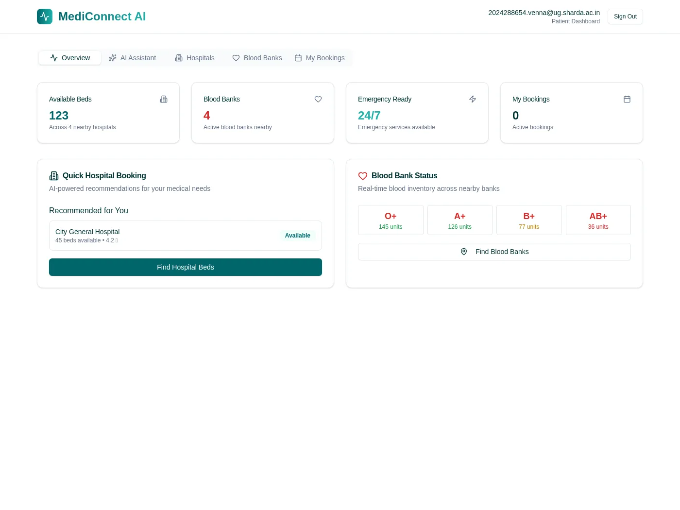 AI-Powered Hospital Bed Booking & Blood Bank Availability Platform