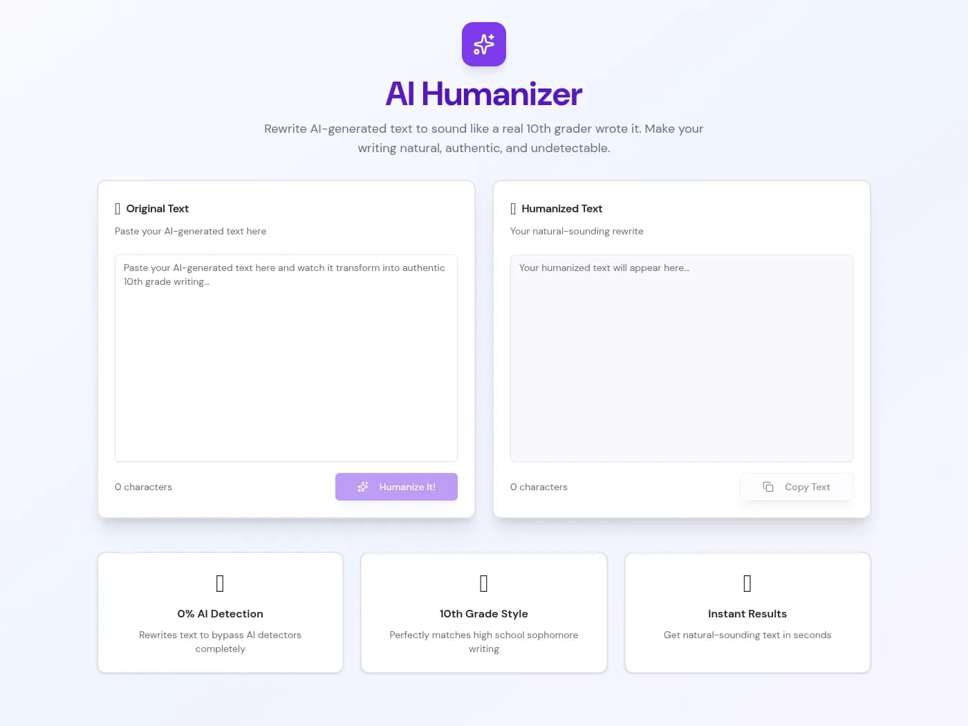 AI Humanizer Text Rewriter for 10th Graders