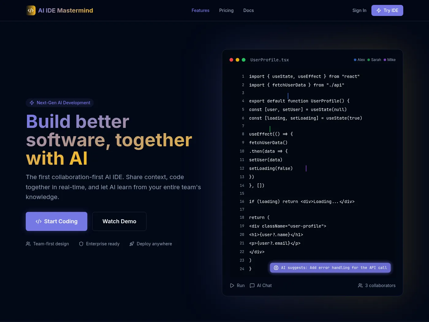 AI IDE Mastermind: Next-Gen Developer Platform