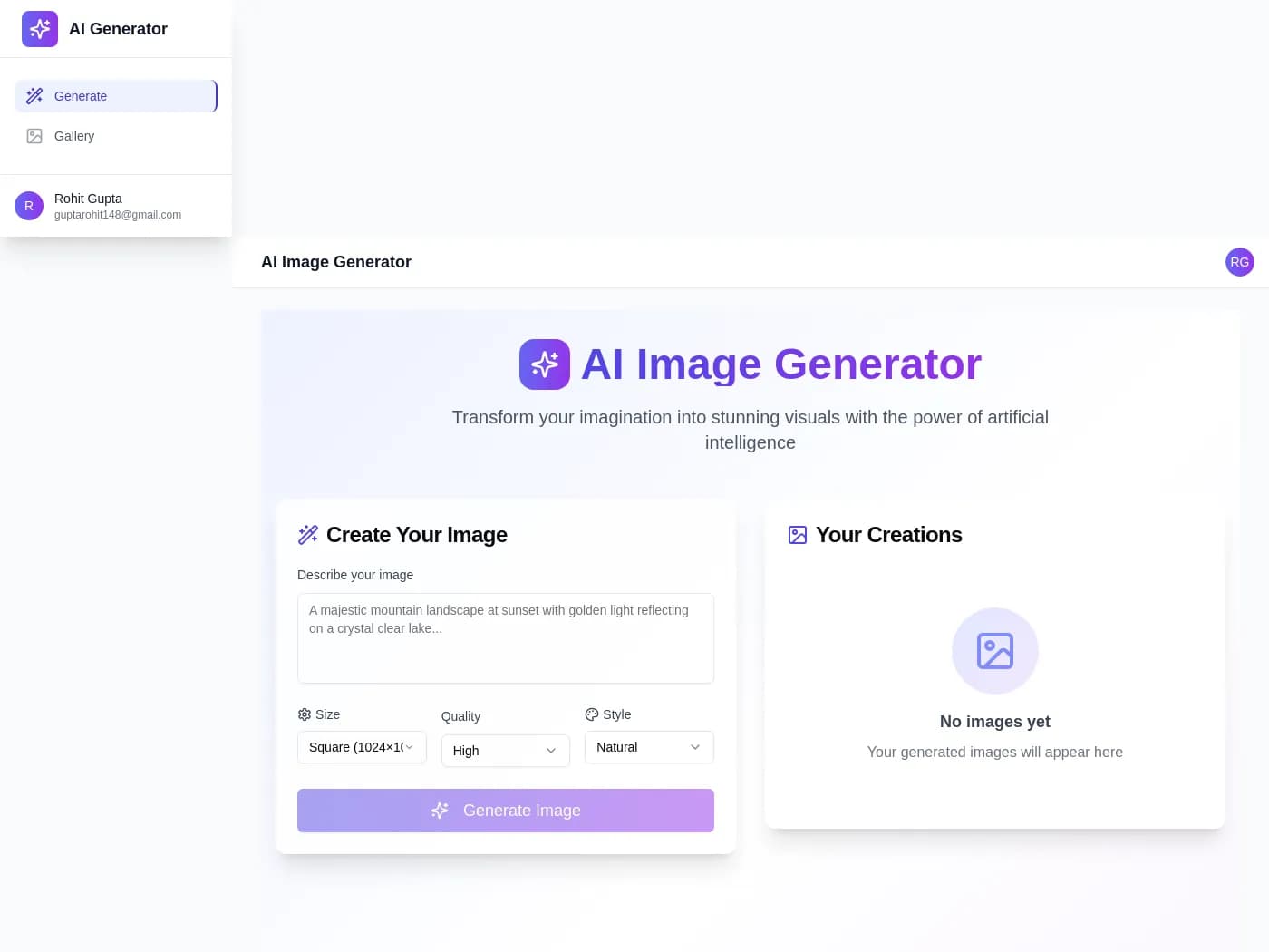 AI Image Generator with Admin Dashboard