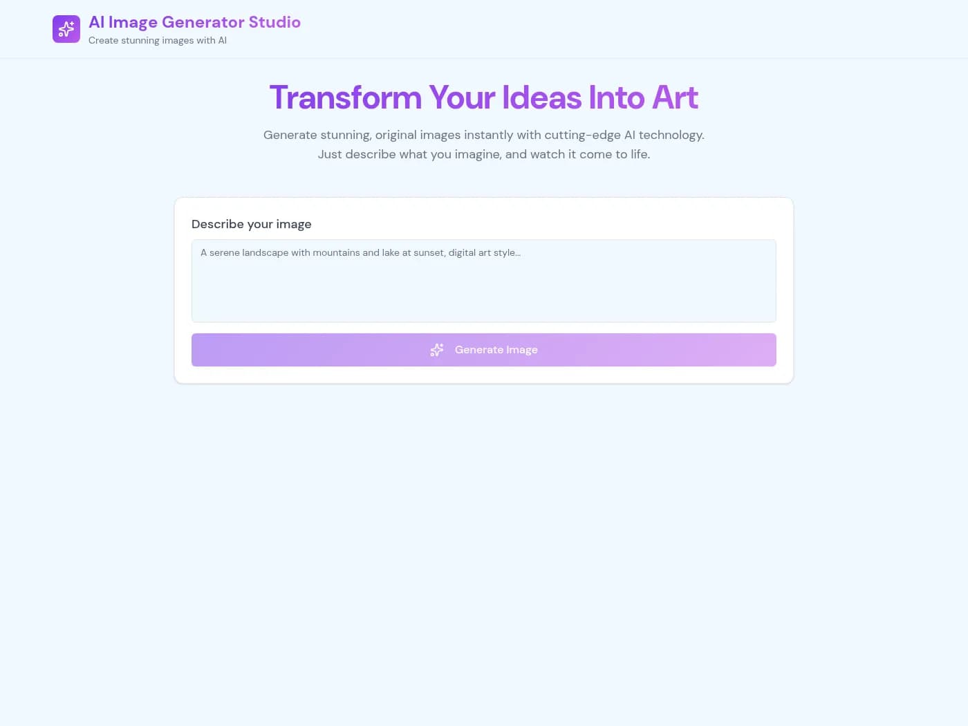 AI Image Generator Studio