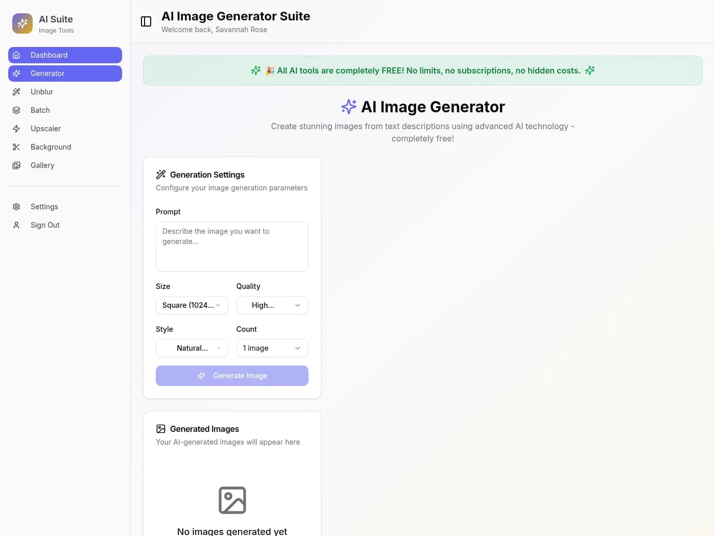 AI Image Generator & Editor Suite
