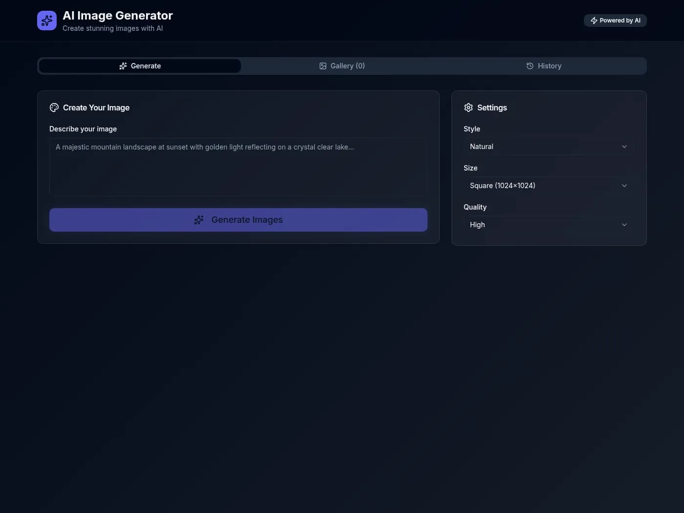 AI Image Generator Web App