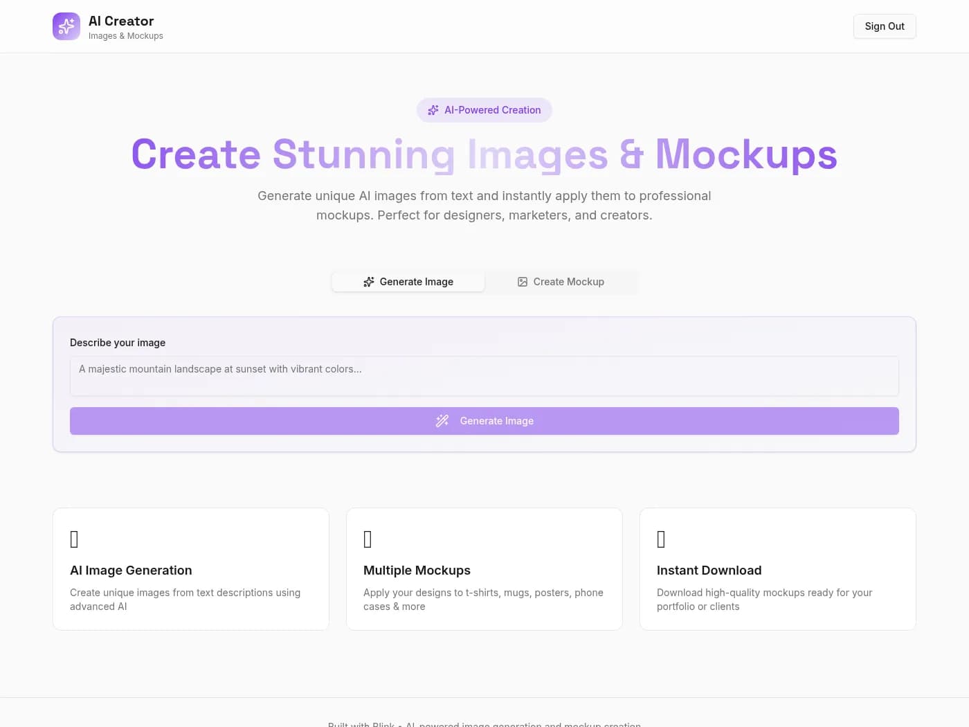 AI Image and Mockup Creator