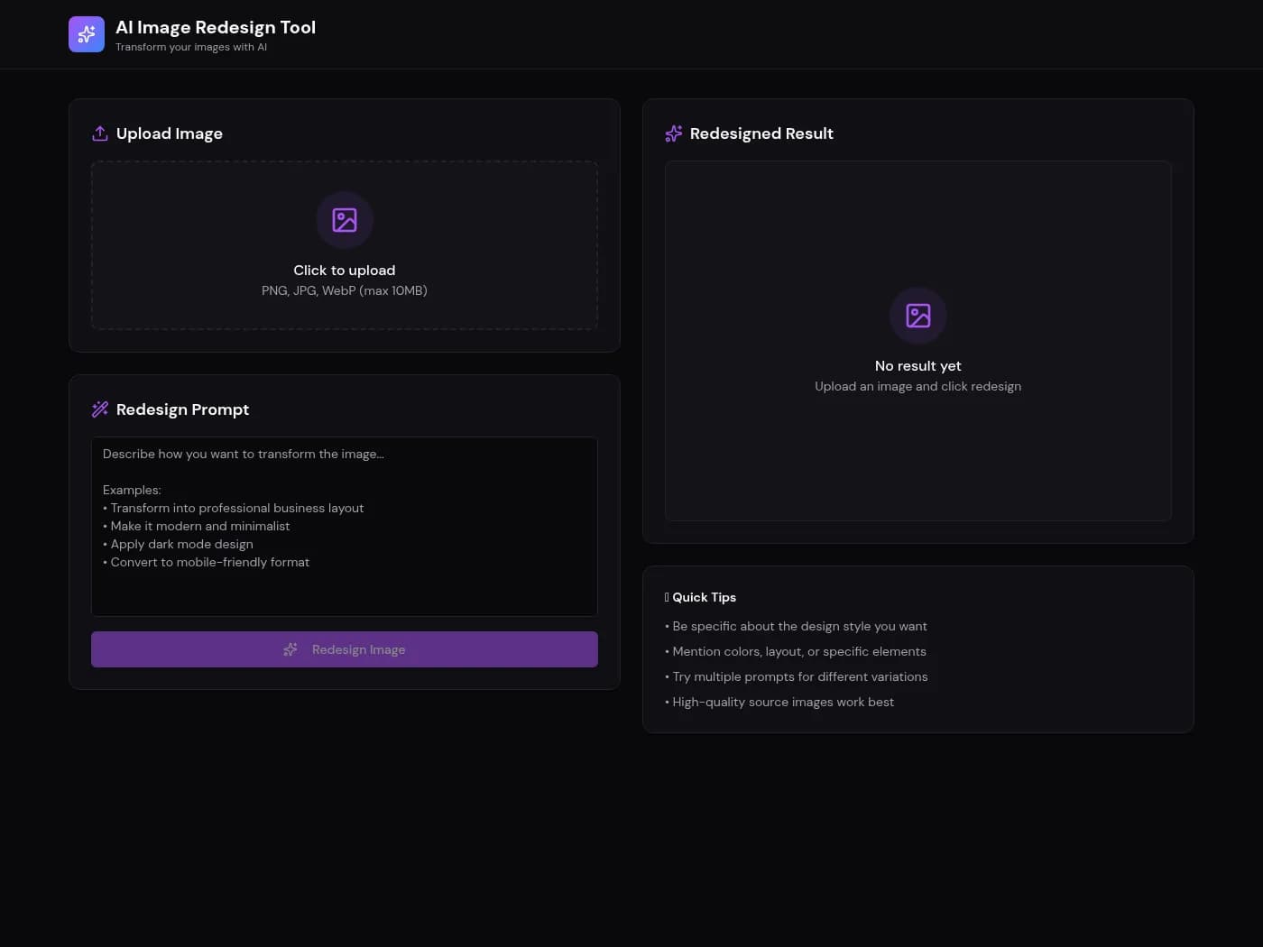 AI-Powered Image Redesign Tool