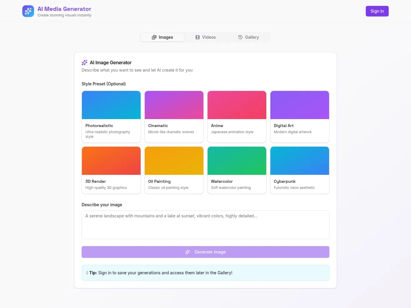 AI Image & Video Generator App with Voice-Driven Media Creation