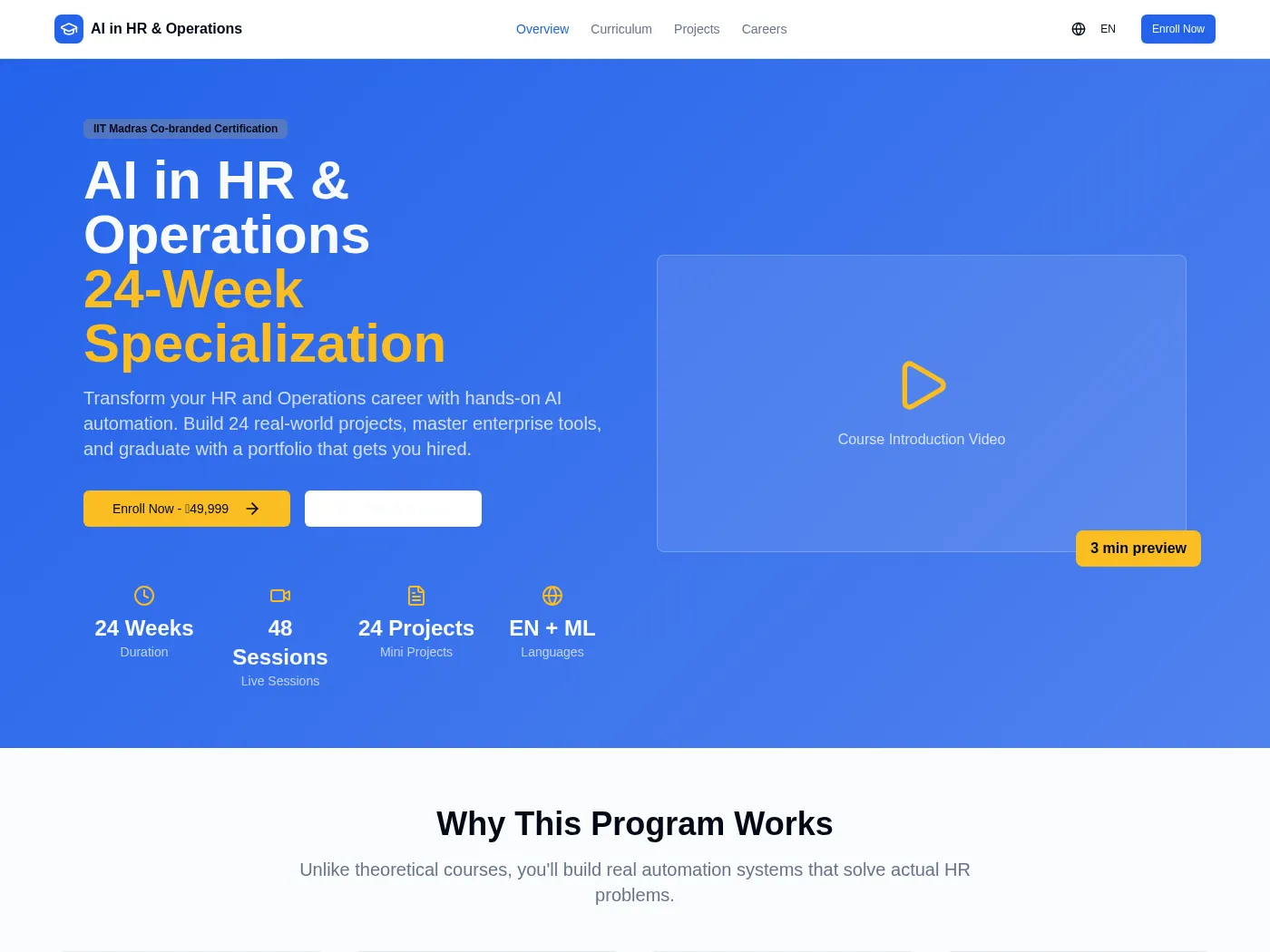 AI in HR & Operations: 24-Week Specialisation Guide Website