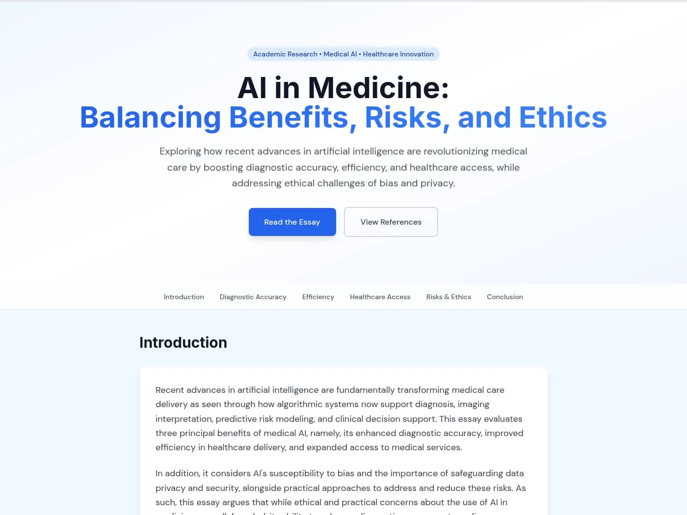 AI in Medicine: Balancing Benefits, Risks, and Ethical Integration