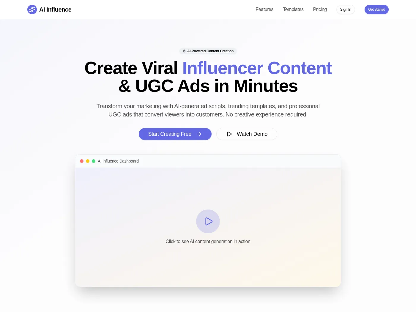 AI Influence & UGC Ads Maker