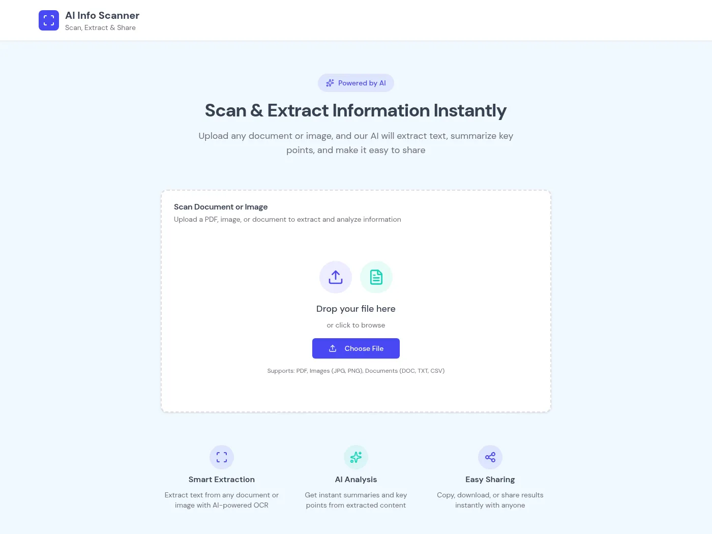 AI Info Scanner & Sharer