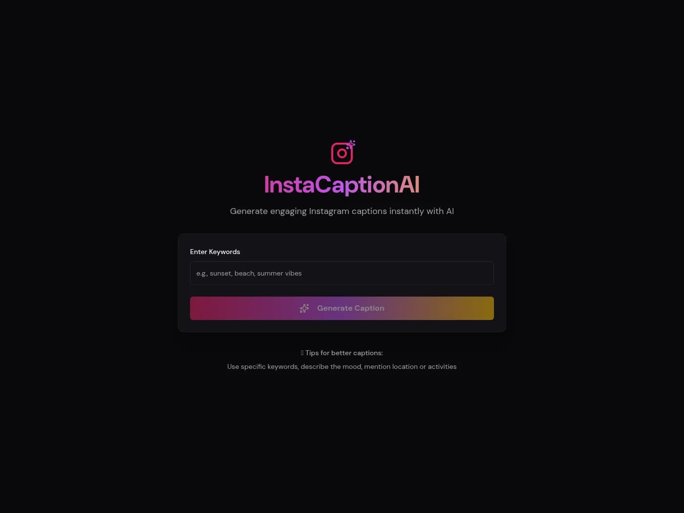 InstaCaptionAI: Responsive AI-Powered Instagram Caption Generator