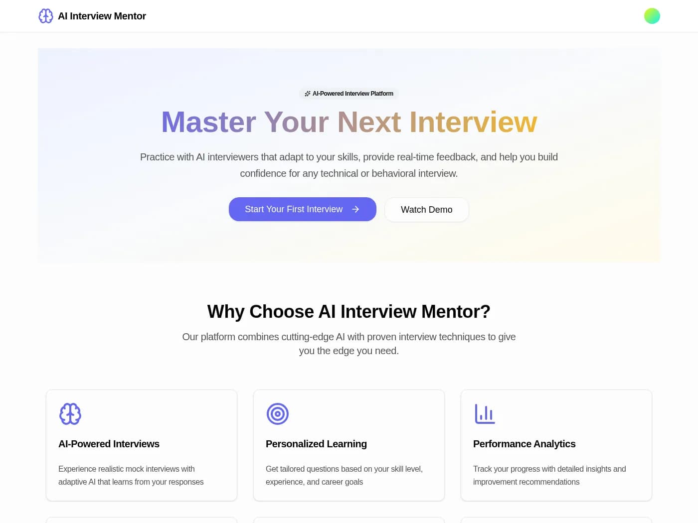 AI Interview Mentor: Smart, Personalized Mock Interview Platform