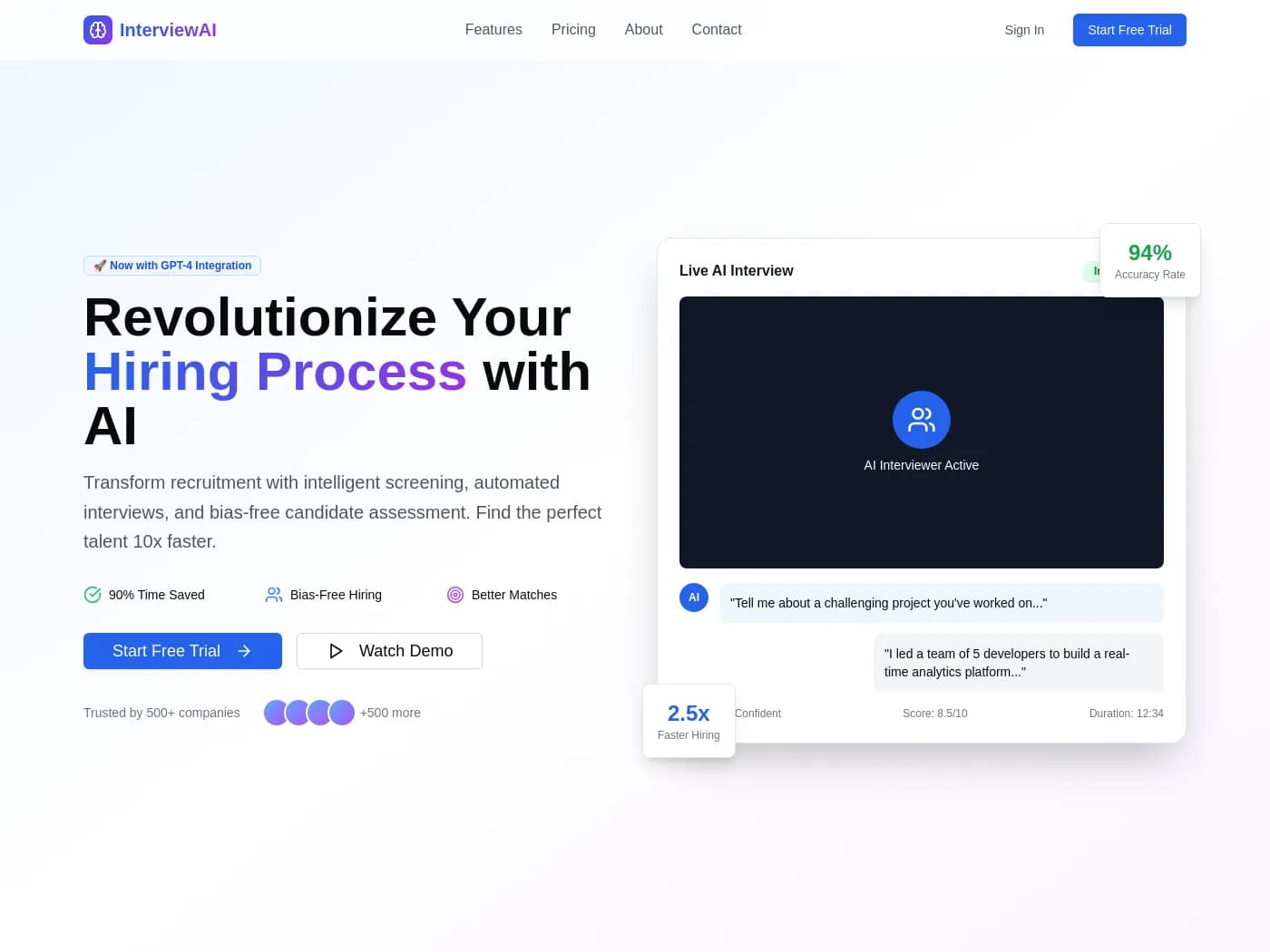 AI Interview Platform Landing Page