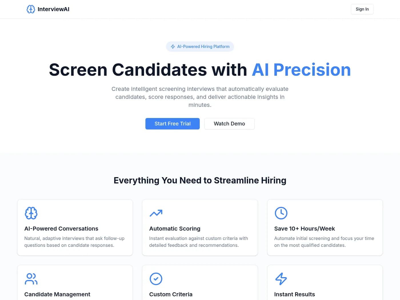 AI Interview Screening Platform for Efficient Hiring
