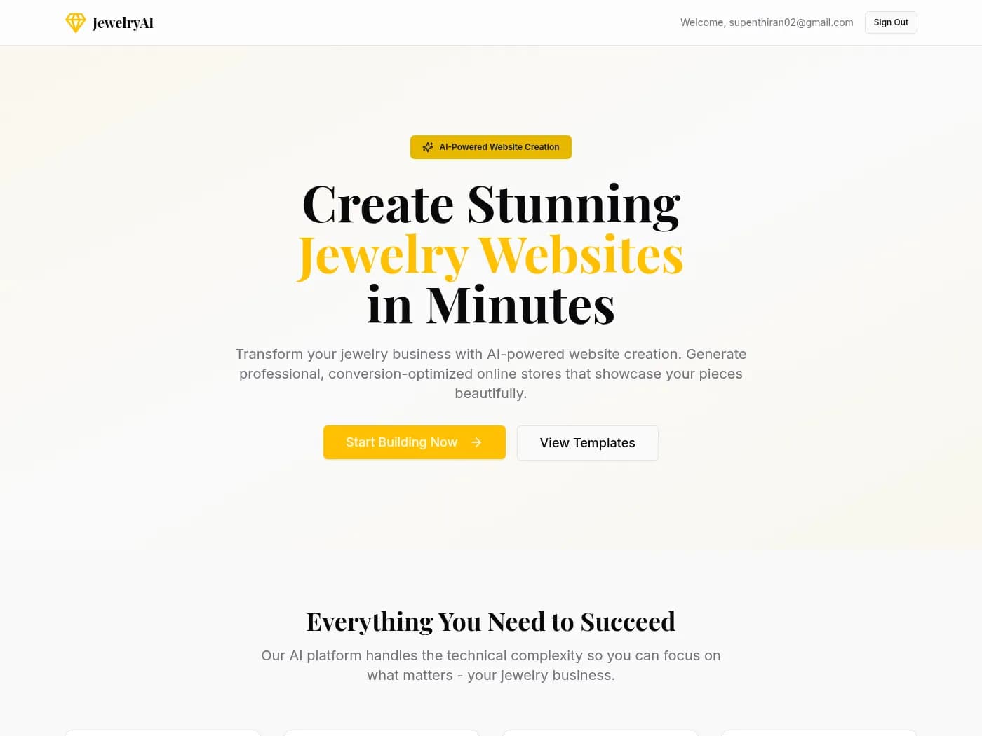 AI-Powered Online Jewelry Website Creator