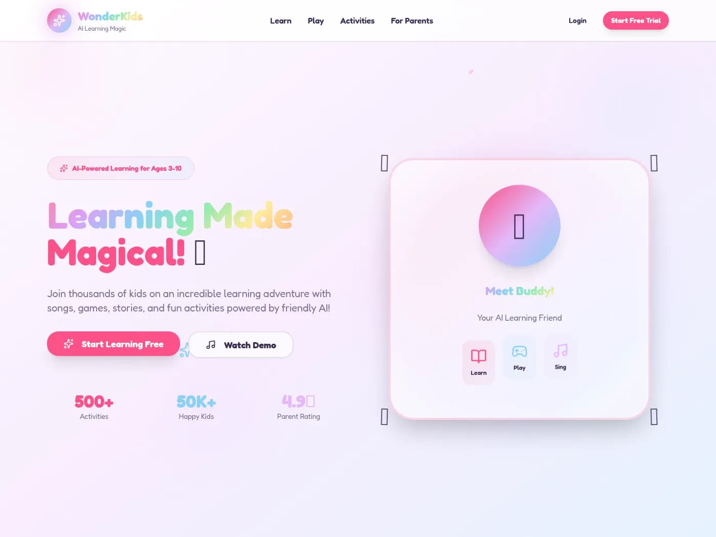Magical AI-Powered Interactive Kids Learning Wonderland