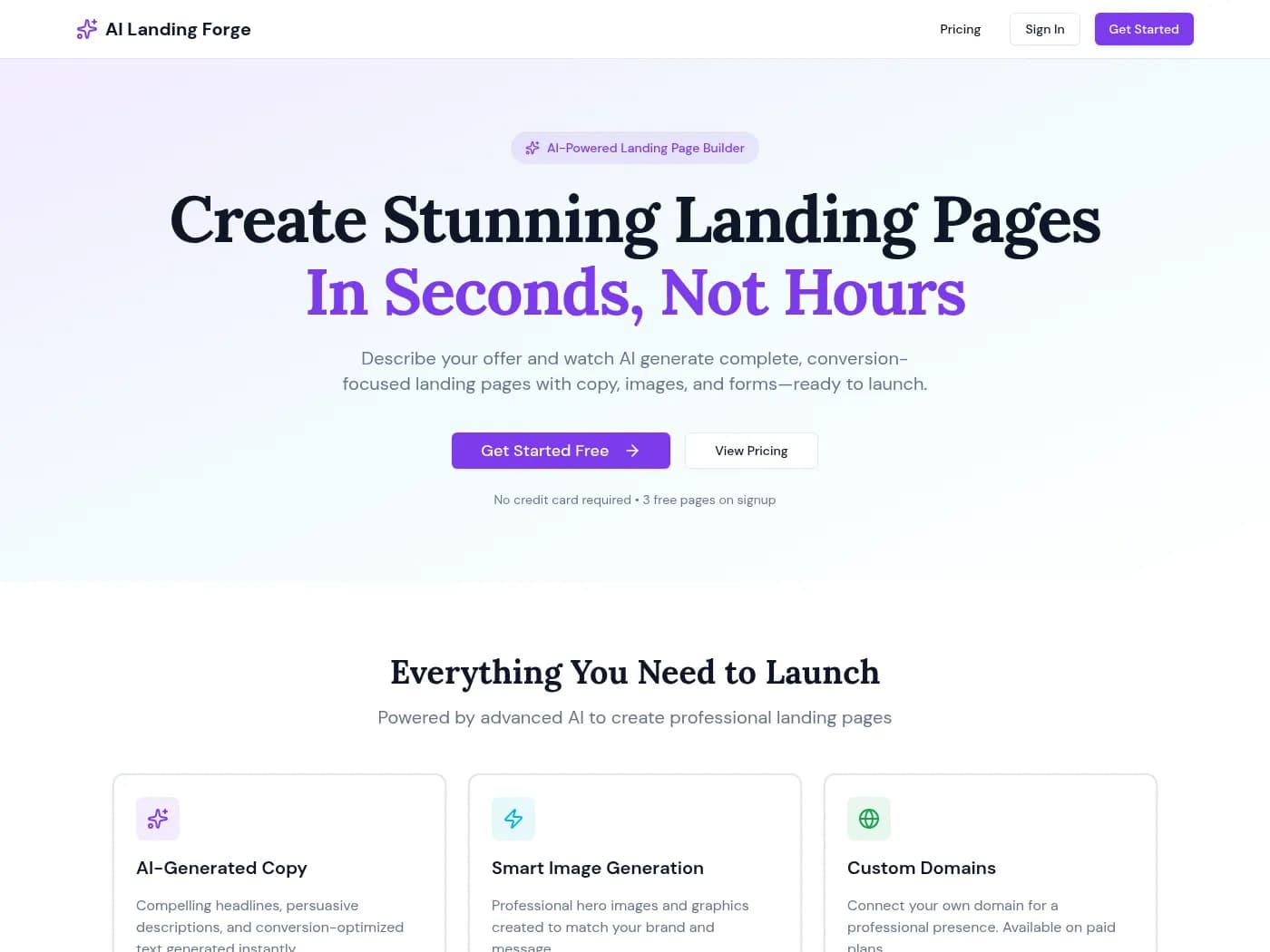 AI Landing Page Forge