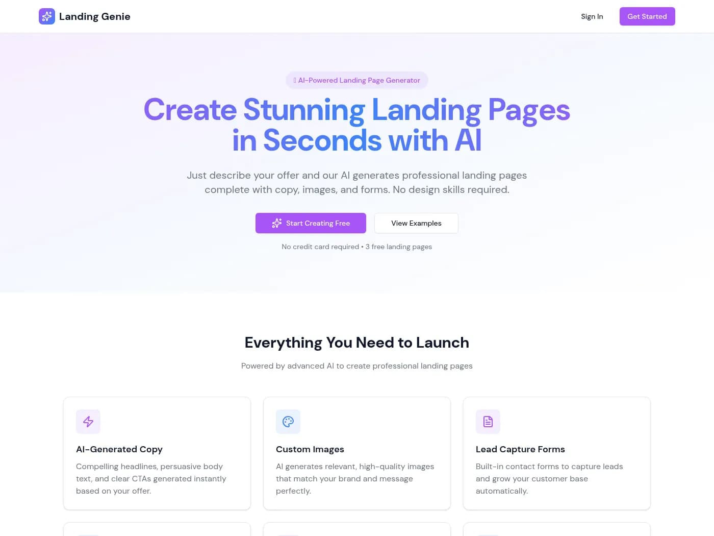AI Landing Page Genie