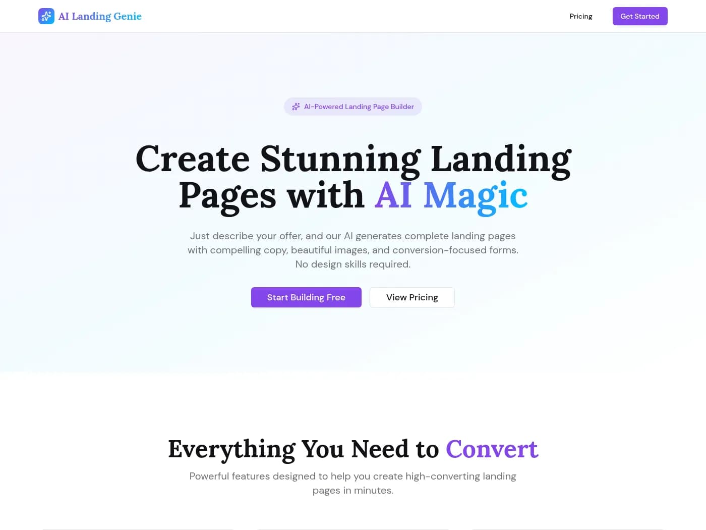 AI Landing Page Genie