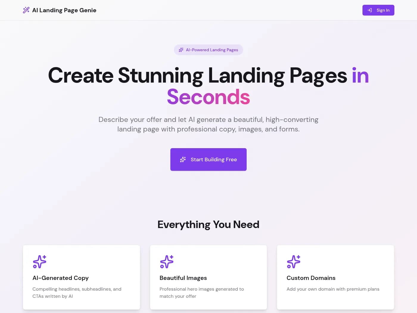 AI Landing Page Genie