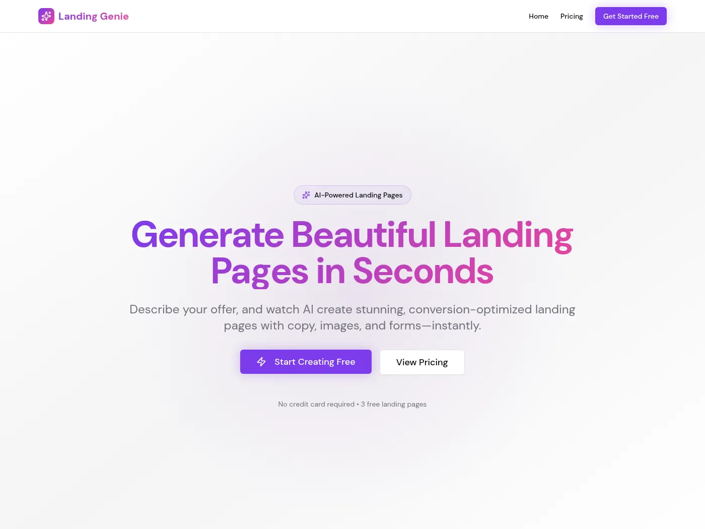 AI Landing Page Genie