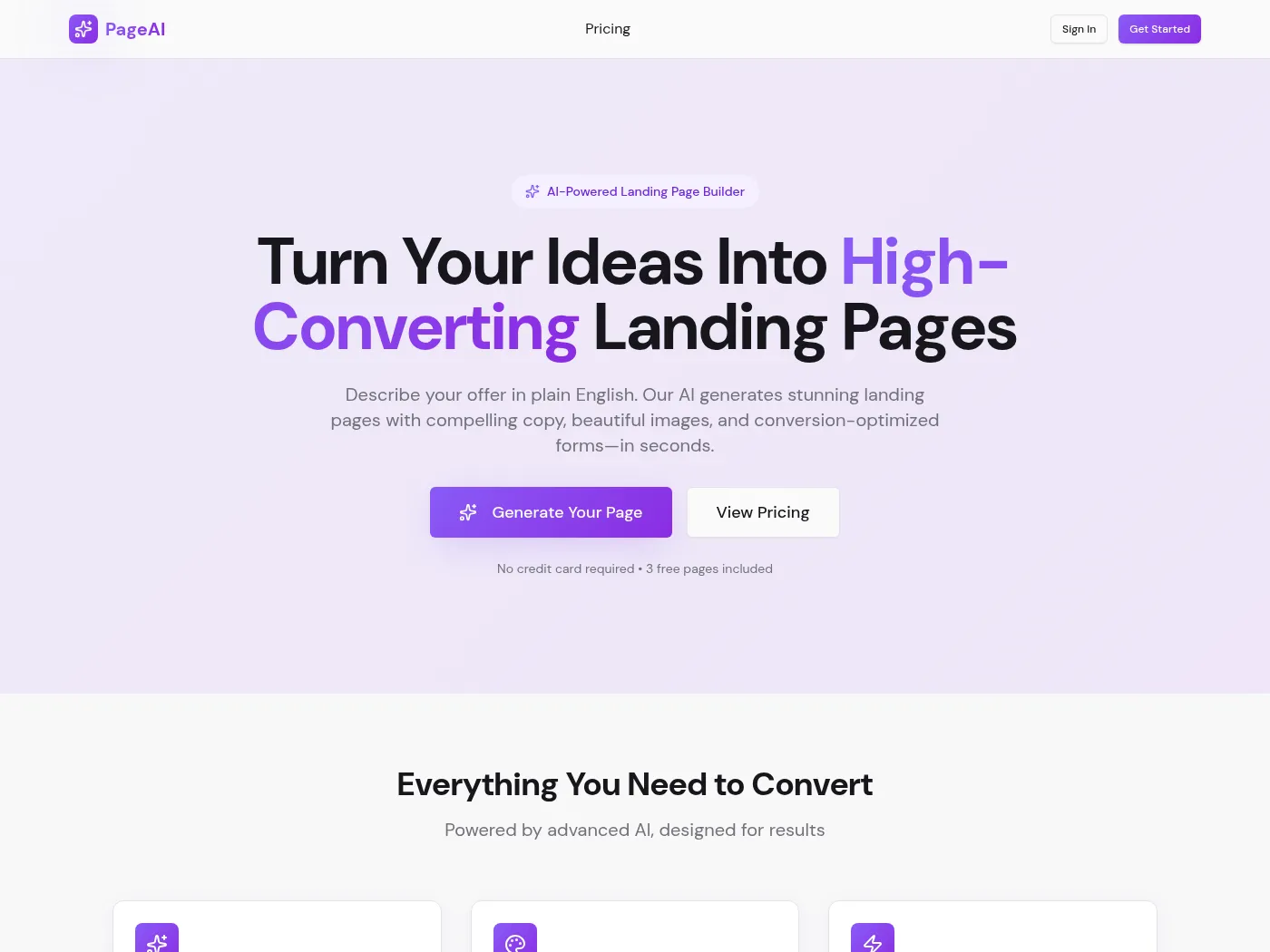 AI Landing Page Generator Platform