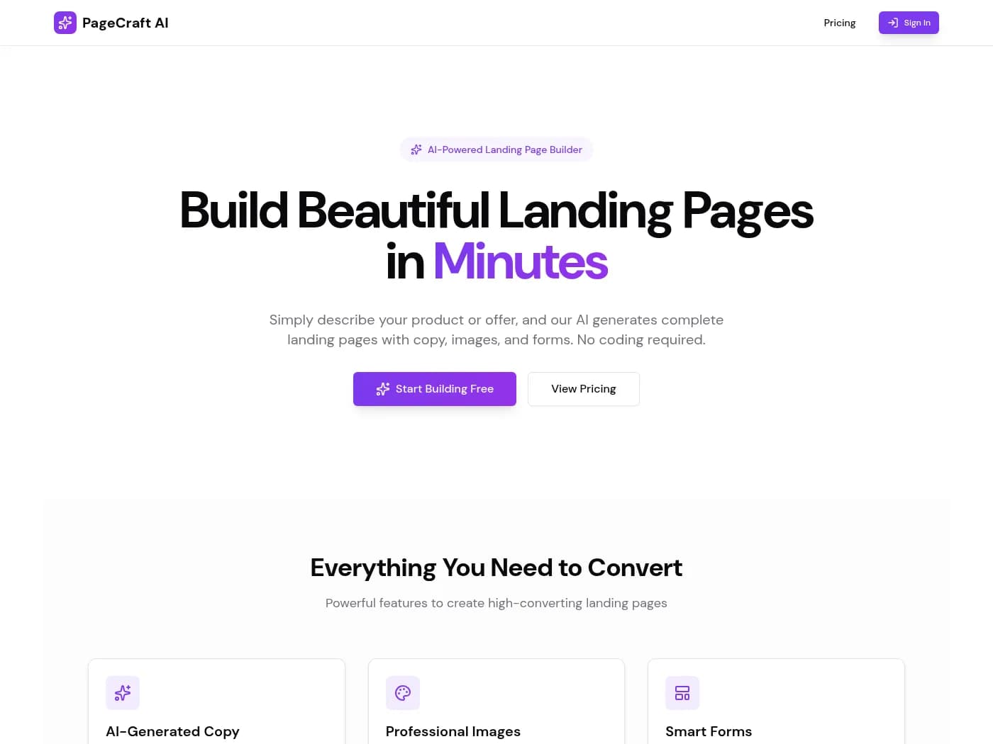 AI-Powered Landing Page Builder Platform