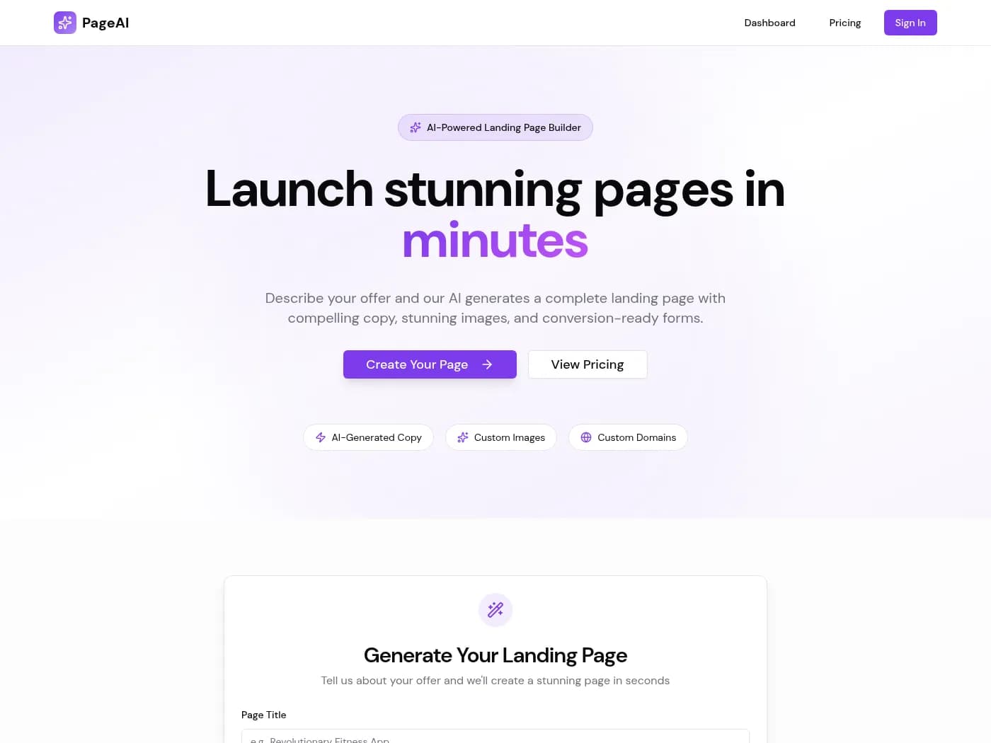 AI Landing Page Generator Platform