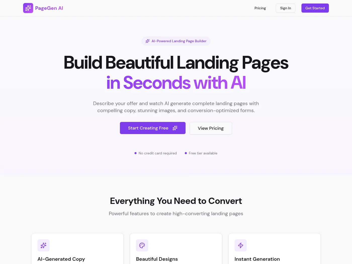 AI Landing Page Builder Platform