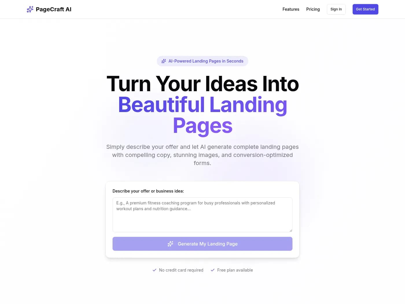 AI Landing Page Builder Platform