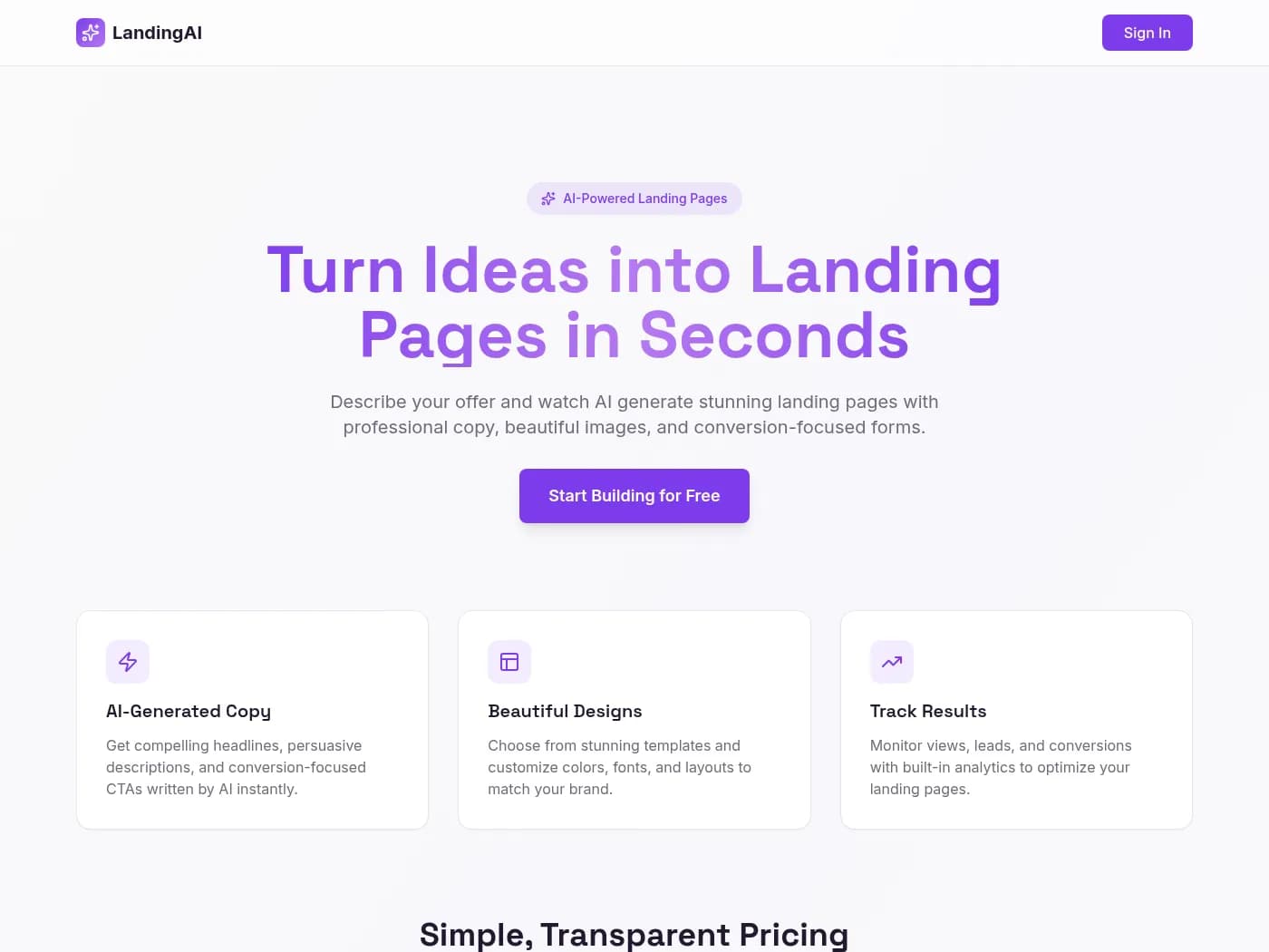 AI-Powered Landing Page Builder Platform