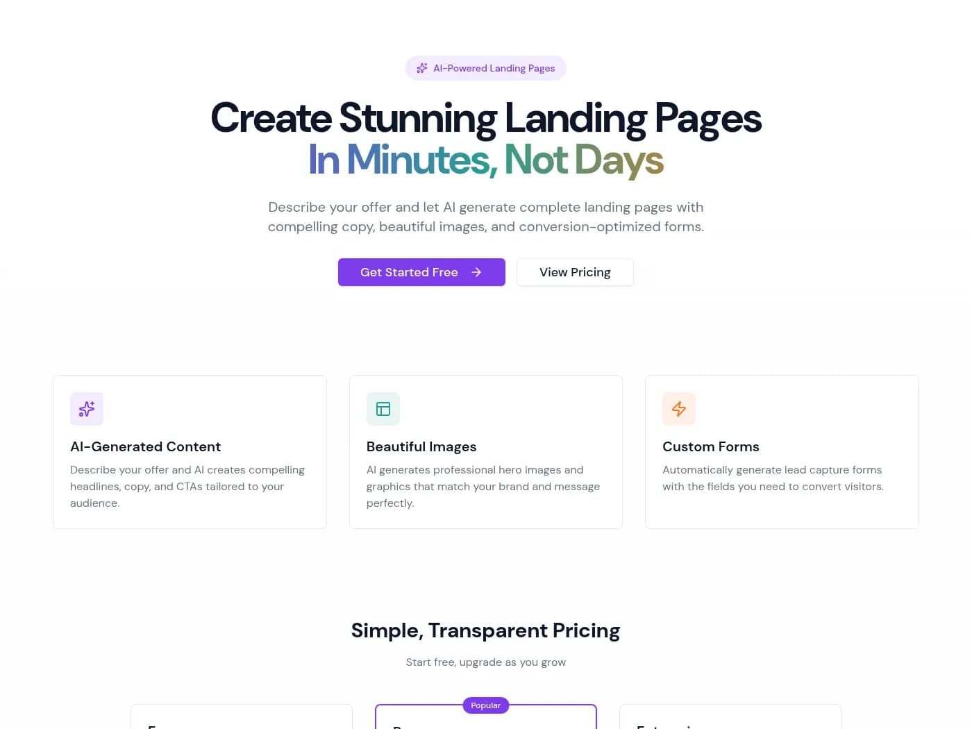 AI Landing Page Builder Platform