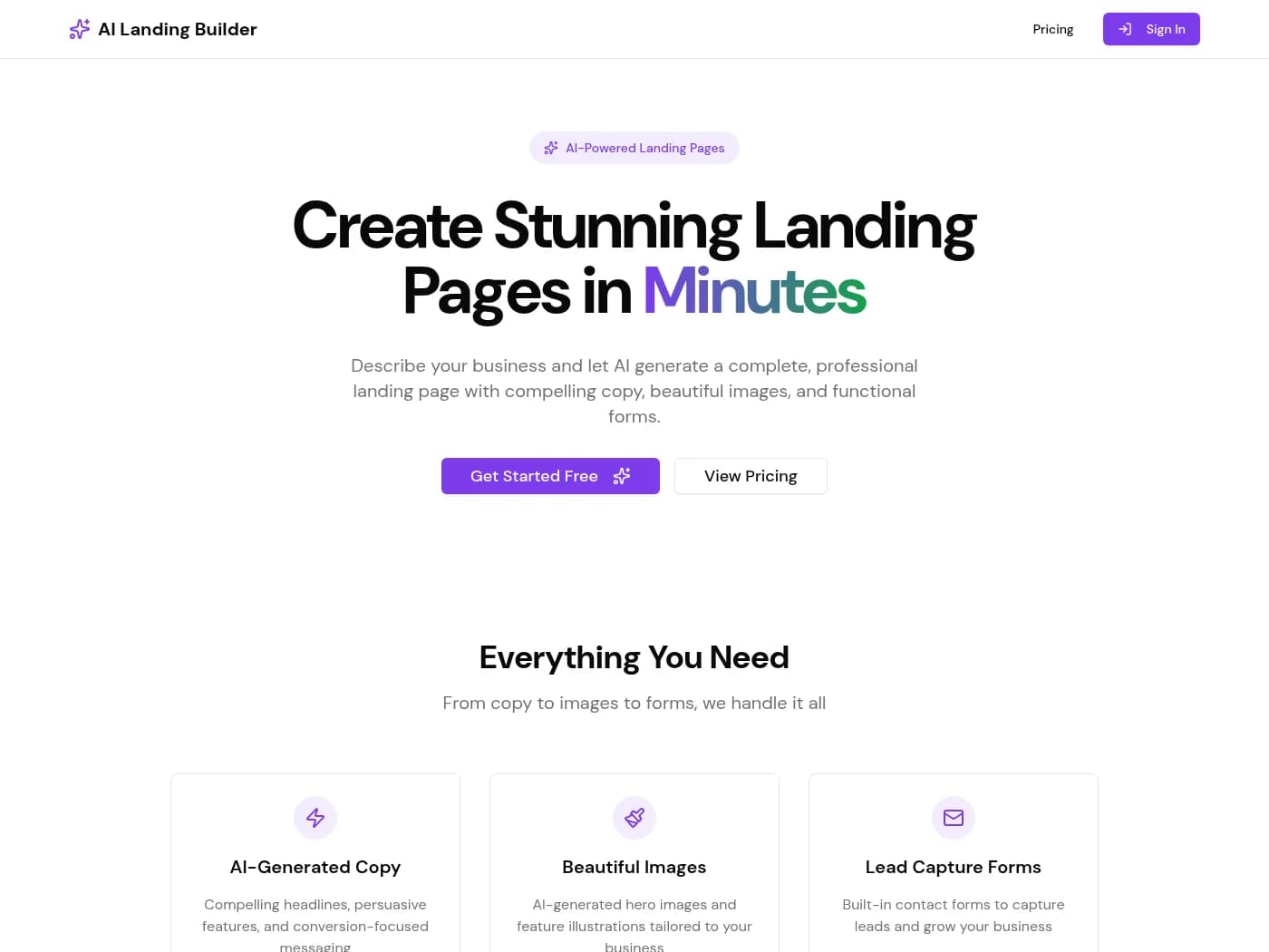 AI Landing Page Builder Platform