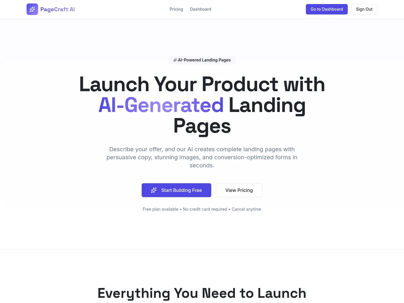 AI Landing Page Creator Platform