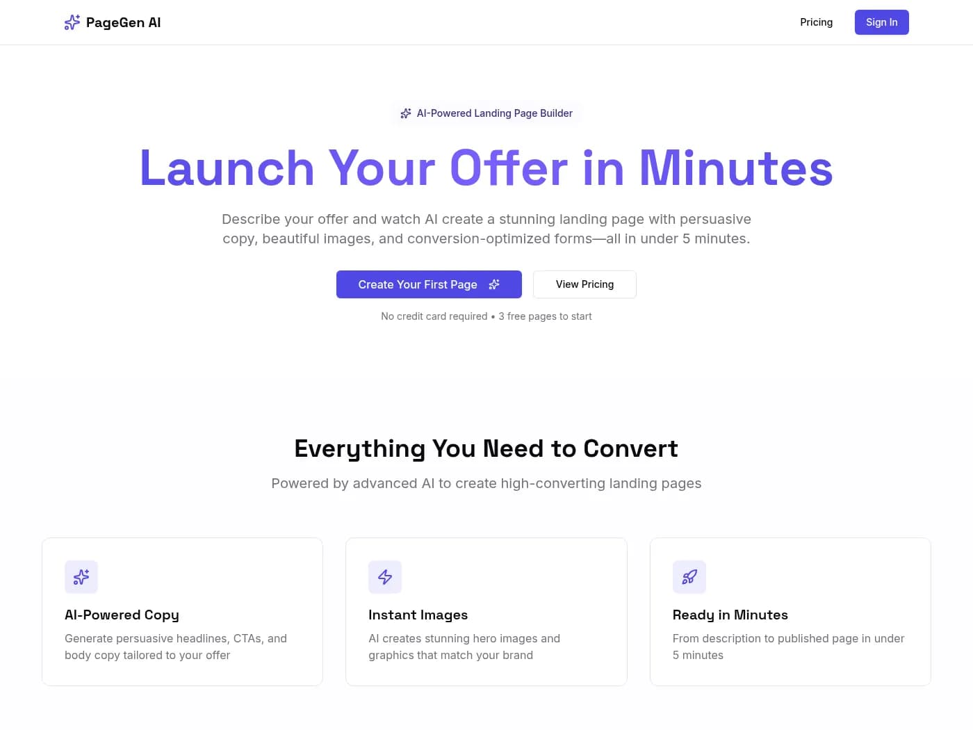 AI Landing Page Generator Platform