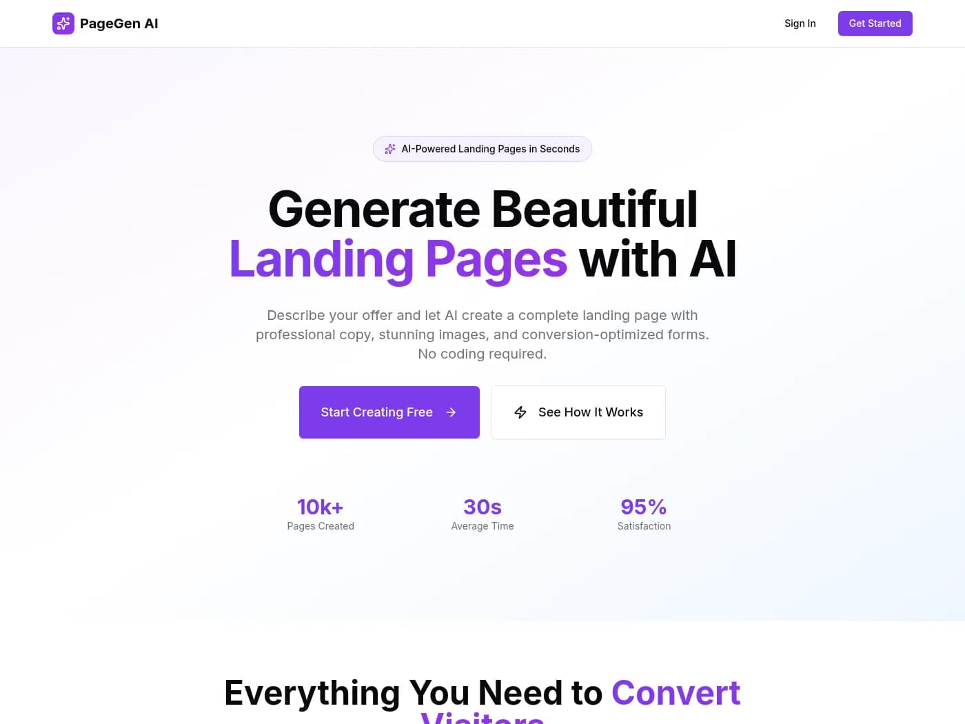AI Landing Page Builder Platform