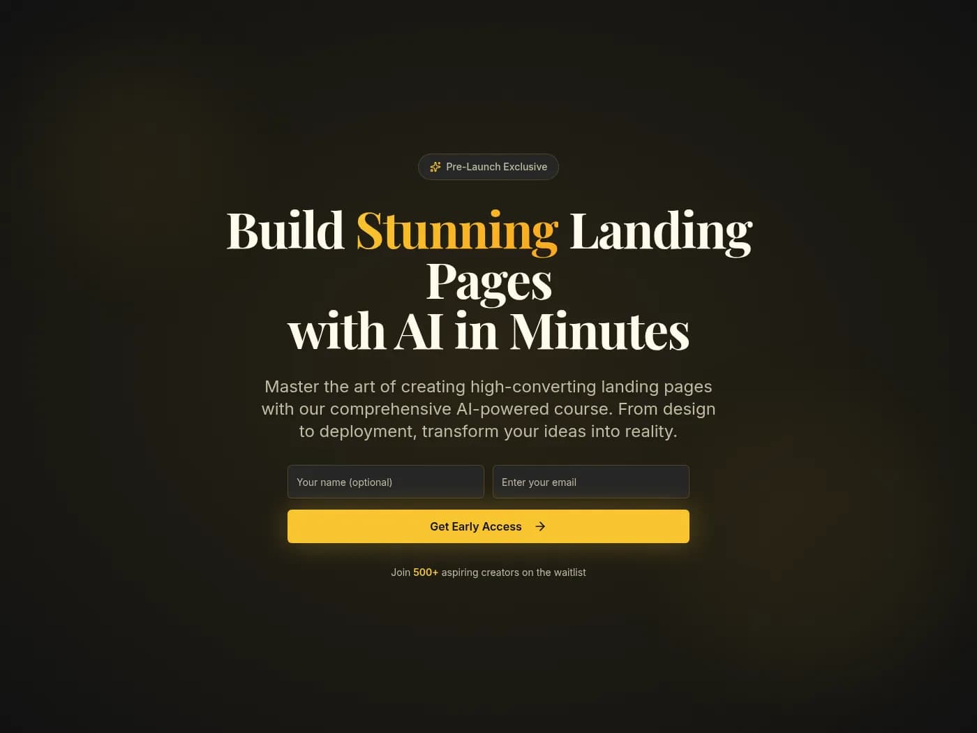 AI-Powered Landing Page Builder for Prelaunch Courses